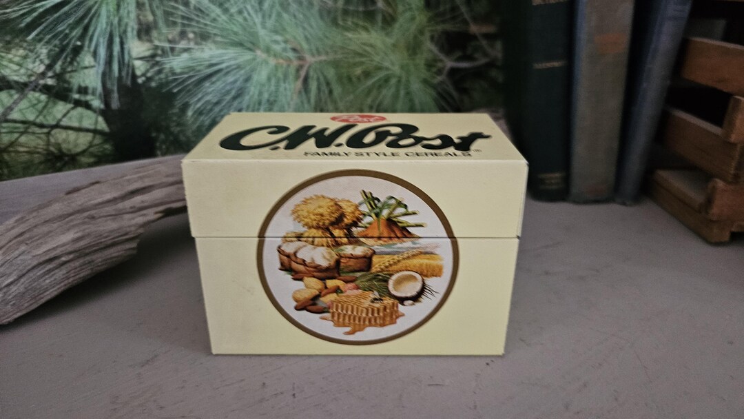 Vintage C. W. Post Recipe Box: Retro Kitchen Storage With Recipe Cards ...