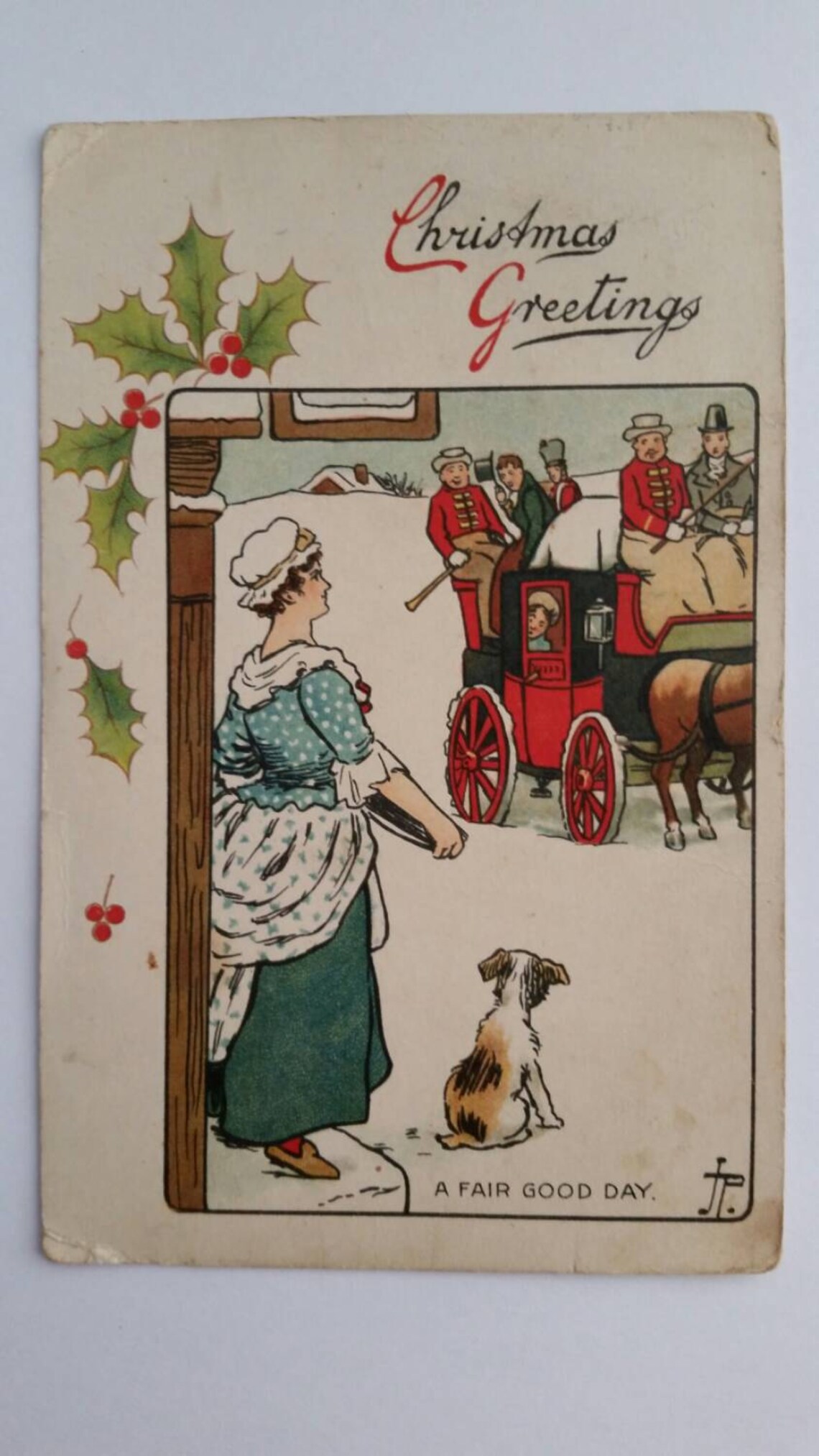 Antique Raphael Tuck & Sons Christmas Greetings Postcard Woman - Etsy