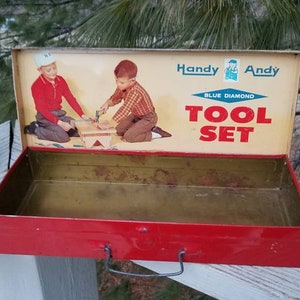 1950's Handy Andy Tool Box (empty) Handy Andy Blue Diamond Metal Tool ...