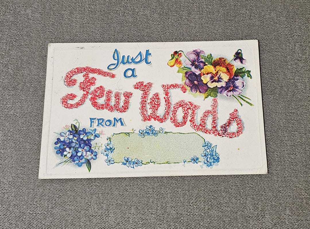 Antique Embossed Just a Few Words Postcard: Flower Letters Collectible ...