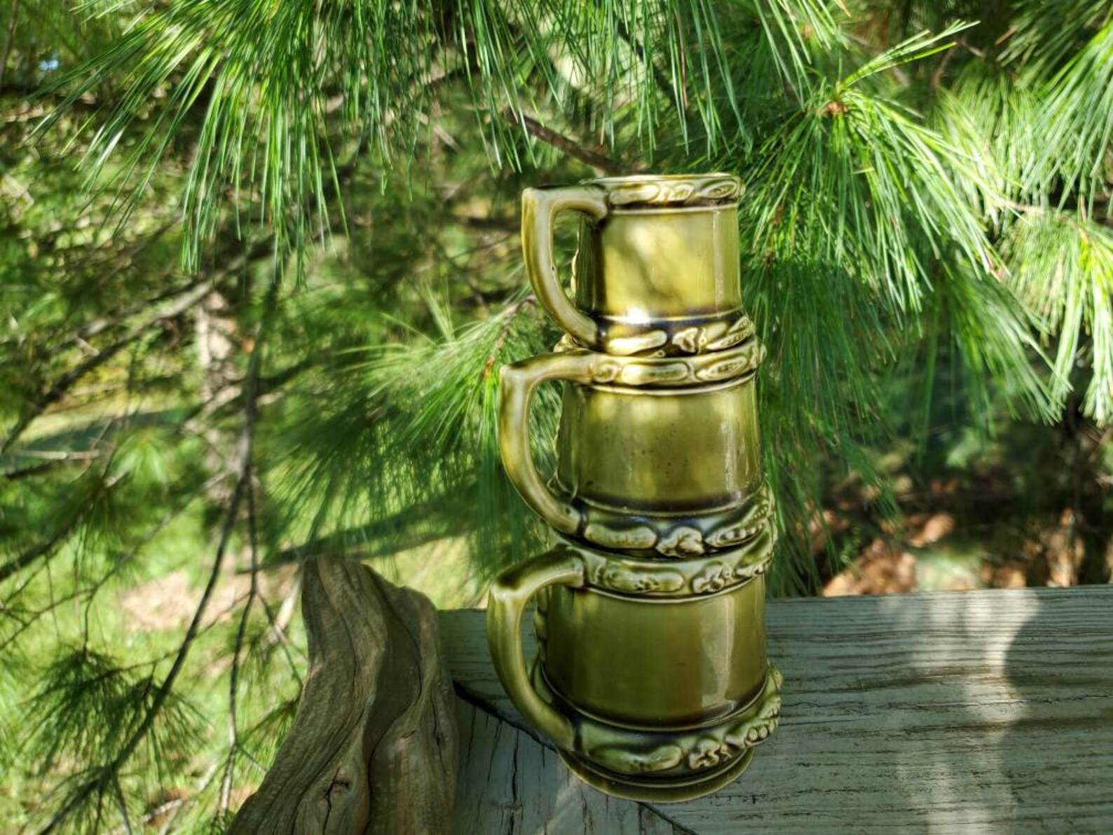 Green Ceramic Stacking Measuring Cups / Set of 3 Ceramic | Etsy