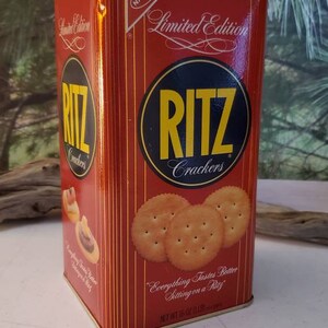 1987 Ritz Cracker Tin Red Yellow & Blue / Vintage Cracker Tin / Retro ...
