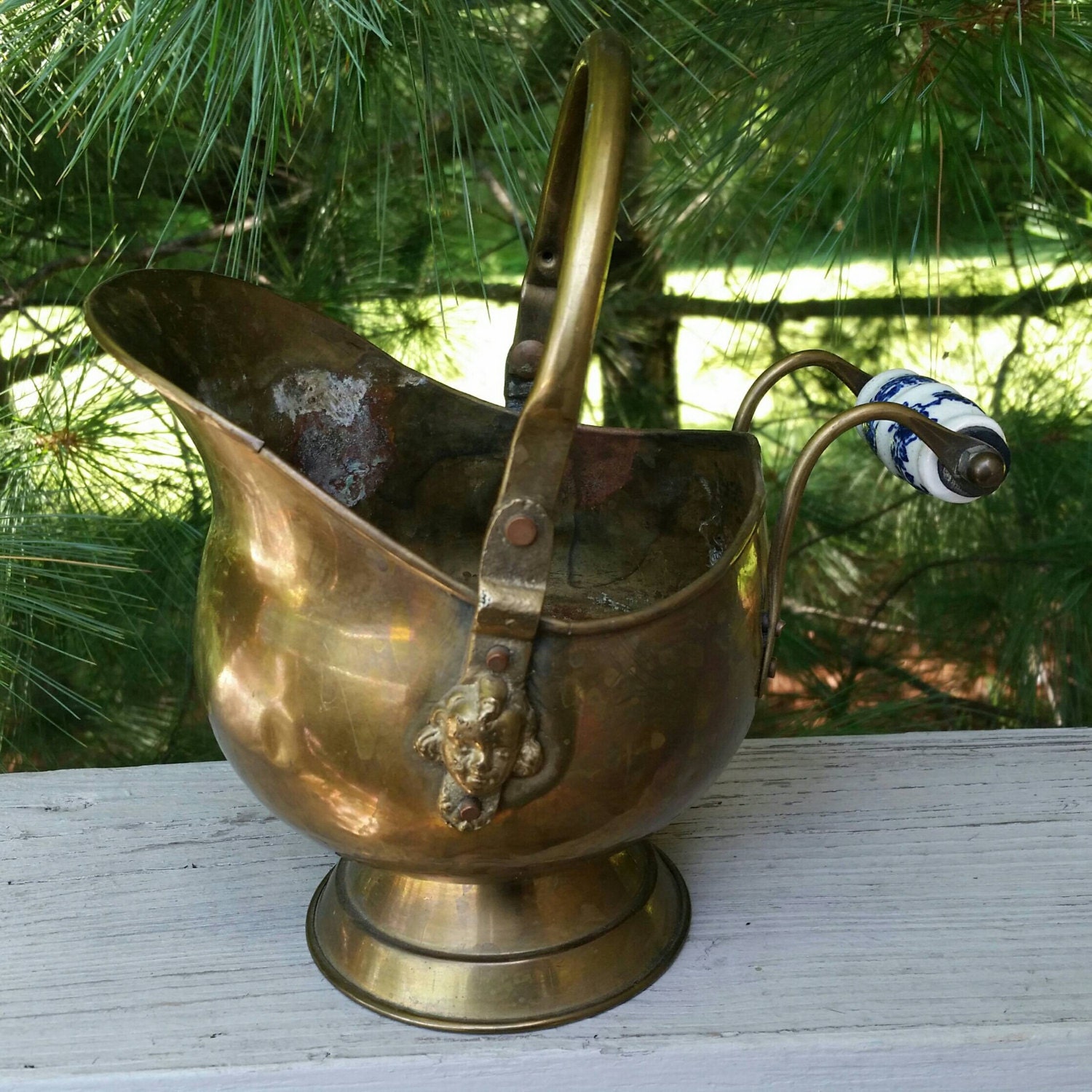 Extra Small Brass Coal Scuttle With Woman's Head Accents & - Etsy