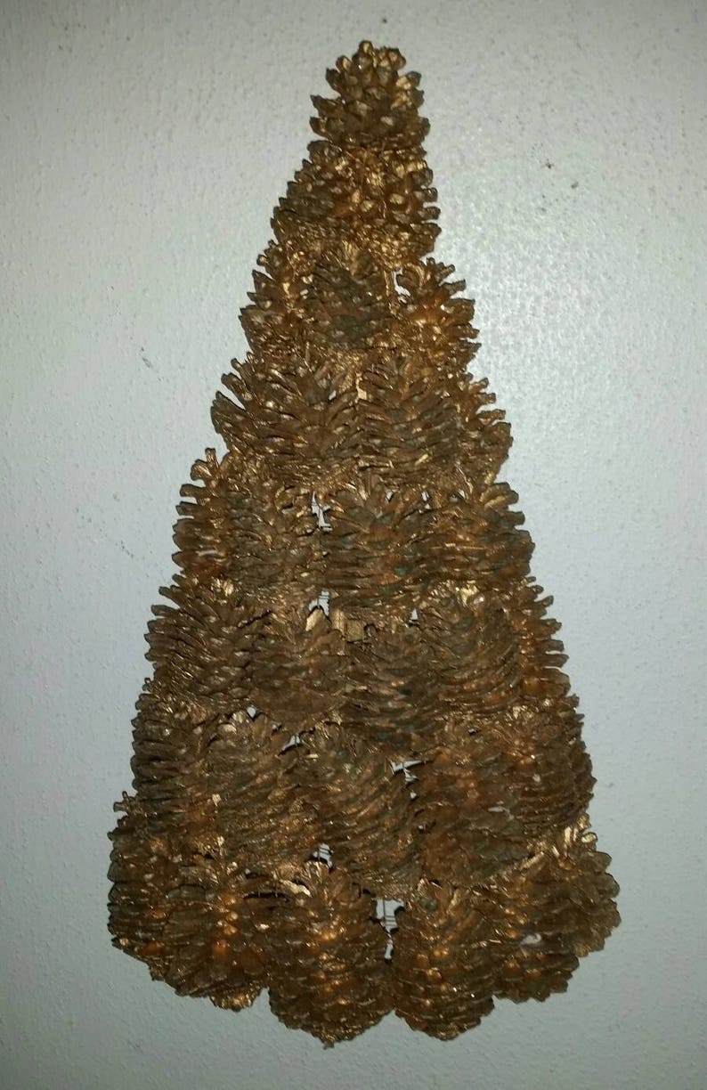 Gold Painted Pinecone Half Tree for Tabletop or Wall Decor Natural ...