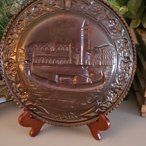 Round Gondola Copper Wall Plate 3D Embossed Italian Canal Scene Vintage ...