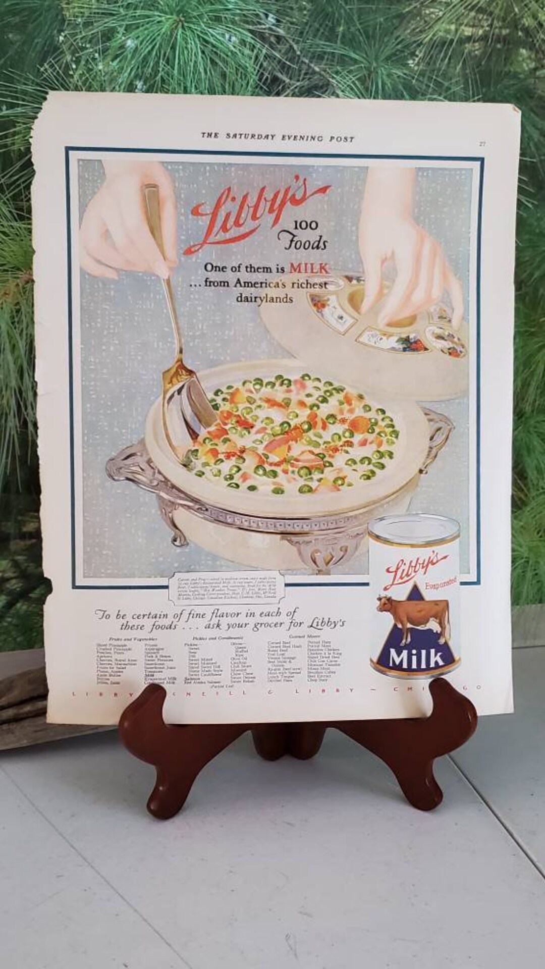 Antique 1928 LIBBY'S Evaporated Milk Magazine Ad Framable Art Deco Wall ...