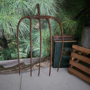 Rusty 5 Tine Pitchfork Head Cast Iron Distressed Farmhouse Tool #3602 ...