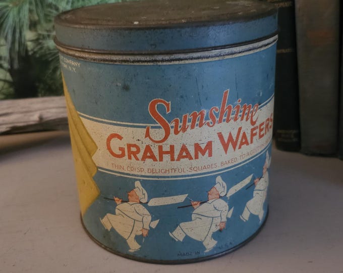 Antique Sunshine Graham Wafers Tin With Sunshine Guards Blue, White ...
