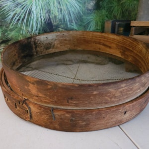 Round Antique Bentwood Grain Sieve Wood & Wire Farmhouse Sifter #4038 ...