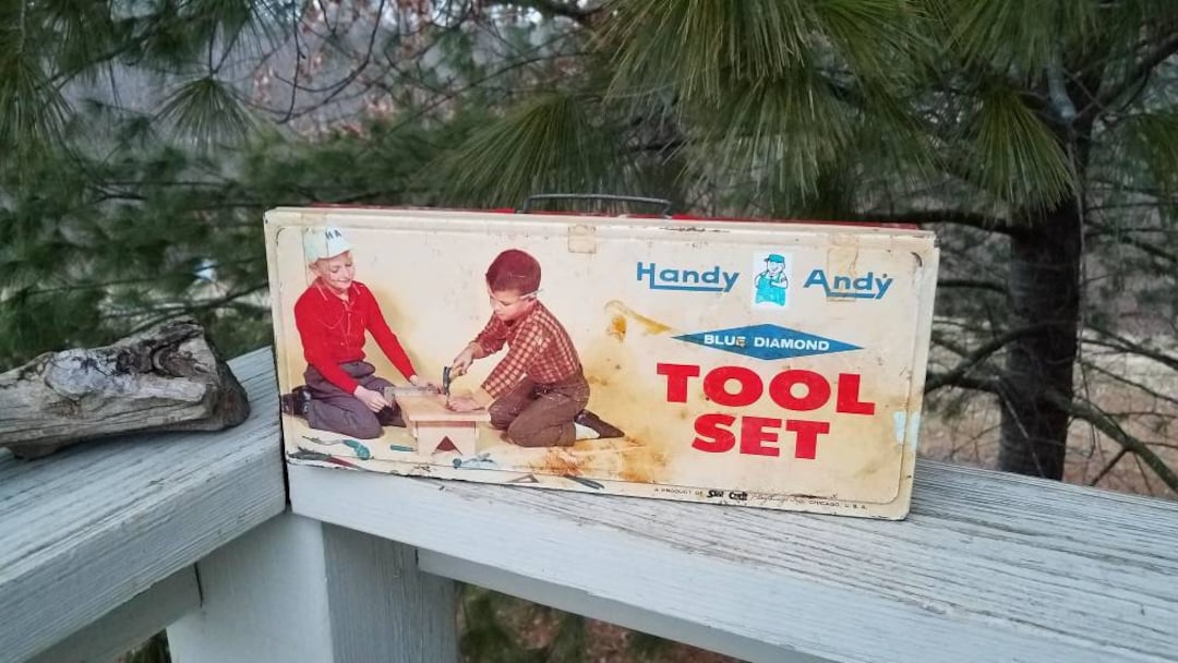 1950's Handy Andy Tool Box (empty) Handy Andy Blue Diamond Metal Tool ...
