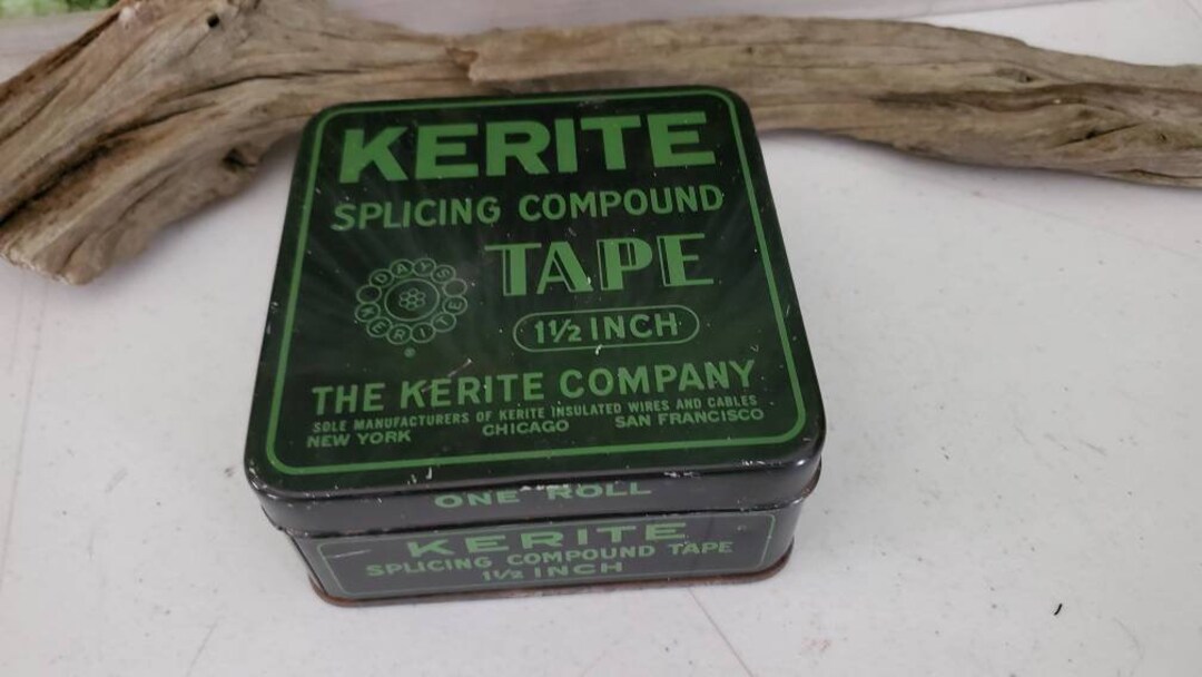 KERITE Splicing Compound Tape Can Square: Collectible Advertising Tin ...