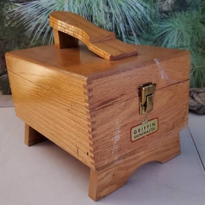 Vintage Griffin Shine Master Shoe Shine Box No Key Wood Shoe Shine Box ...