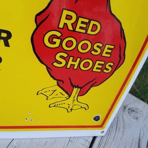 Porcelain Red Goose Shoes Sign, Vintage Advertising Sign, Collectible ...