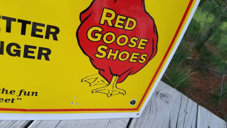 Porcelain Red Goose Shoes Sign Vintage Advertising Sign | Etsy