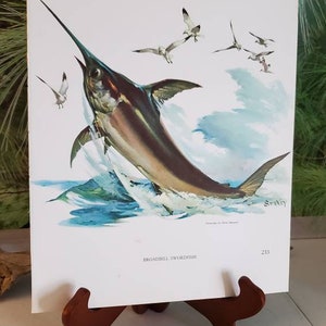 1970 Fred Sweney Bonefish & Broadbill Swordfish Signed Bookplate 233 ...