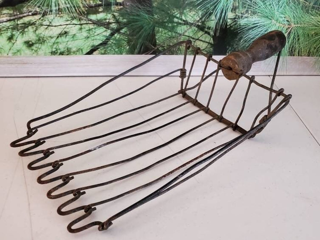 Old Wire Handmade Clam Rake With Wood Handle Vintage Beach - Etsy
