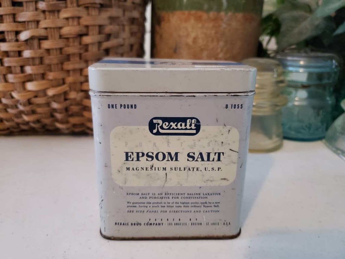 Rexall EPSOM SALT Tin 1 Pound Light Blue & Dark Blue Epsom | Etsy