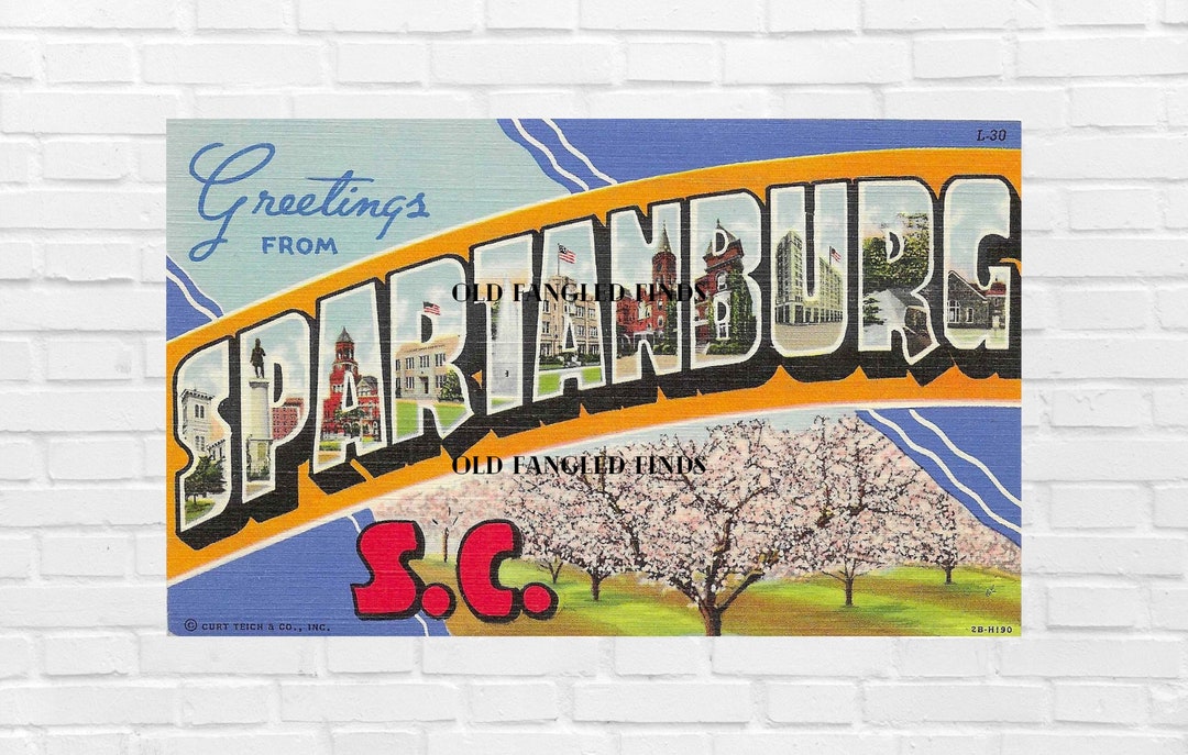 Digital Download Big Letters Greetings From SPARTANBURG SOUTH CAROLINA ...
