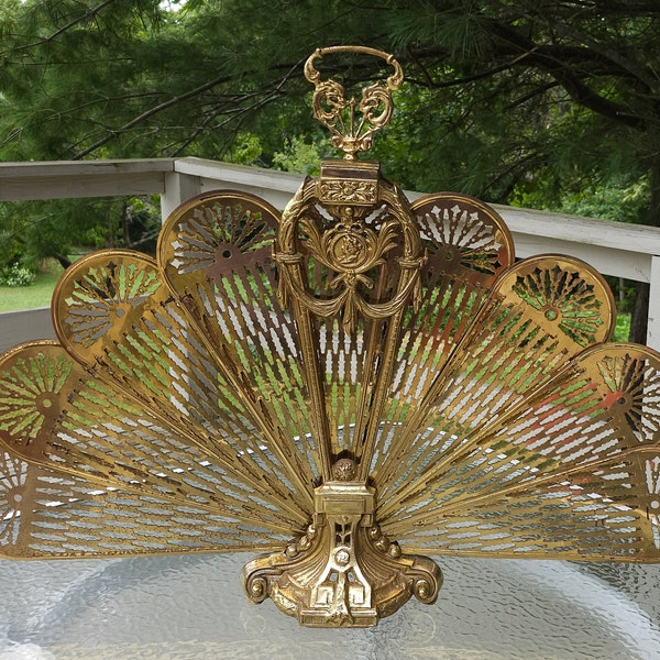 Brass Peacock Fireplace Screen - Etsy