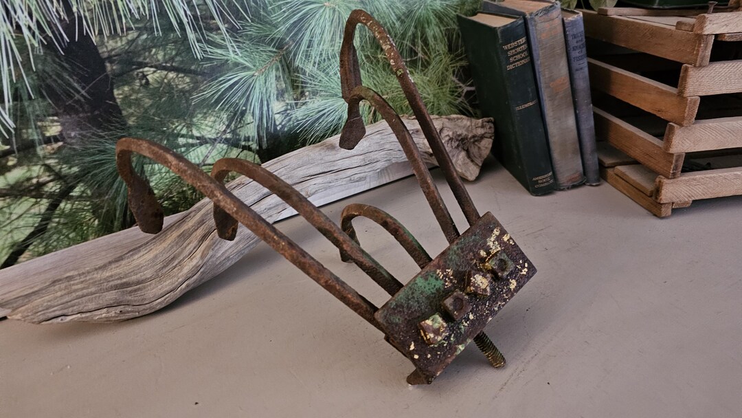 5 Tine Spade Shaped Push Plow Cultivator Rusty Steampunk Decor Garden ...