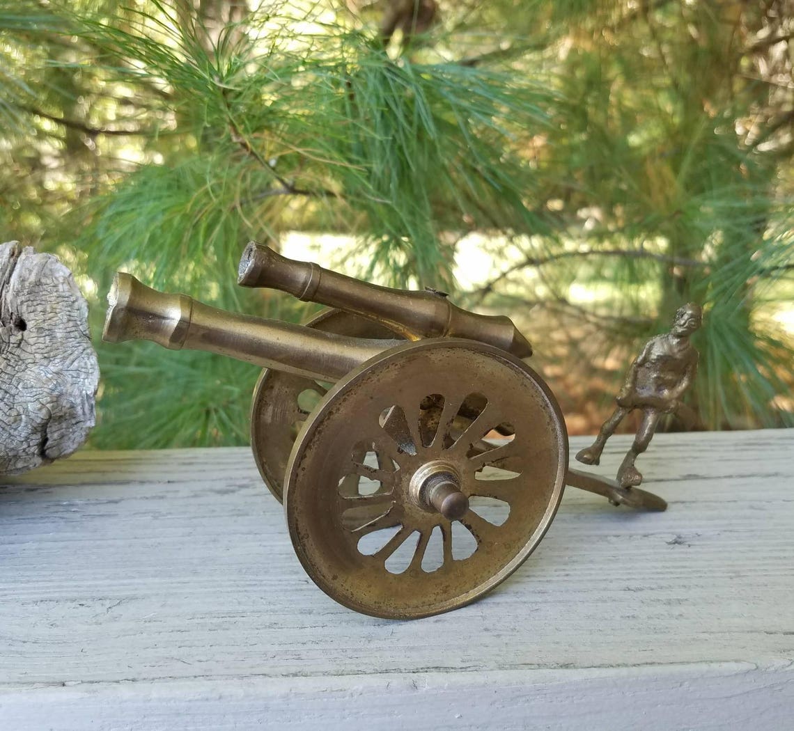 Vintage Brass Miniature Civil War Double Barrel Cannon With - Etsy
