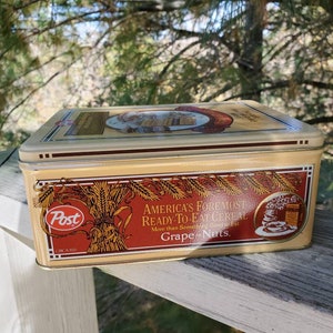 1980s Post Grape Nuts Cereal Tin: Retro Kitchen Storage #1324 - Etsy