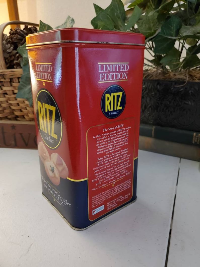 1987 Ritz Cracker Tin Red Yellow & Blue Vintage Cracker Tin Retro ...