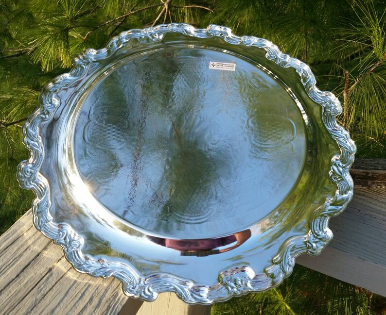 International Silver Company Silver Plate Ornate Round Tray - Etsy