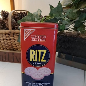1987 Ritz Cracker Tin Red Yellow & Blue Vintage Cracker Tin Retro ...