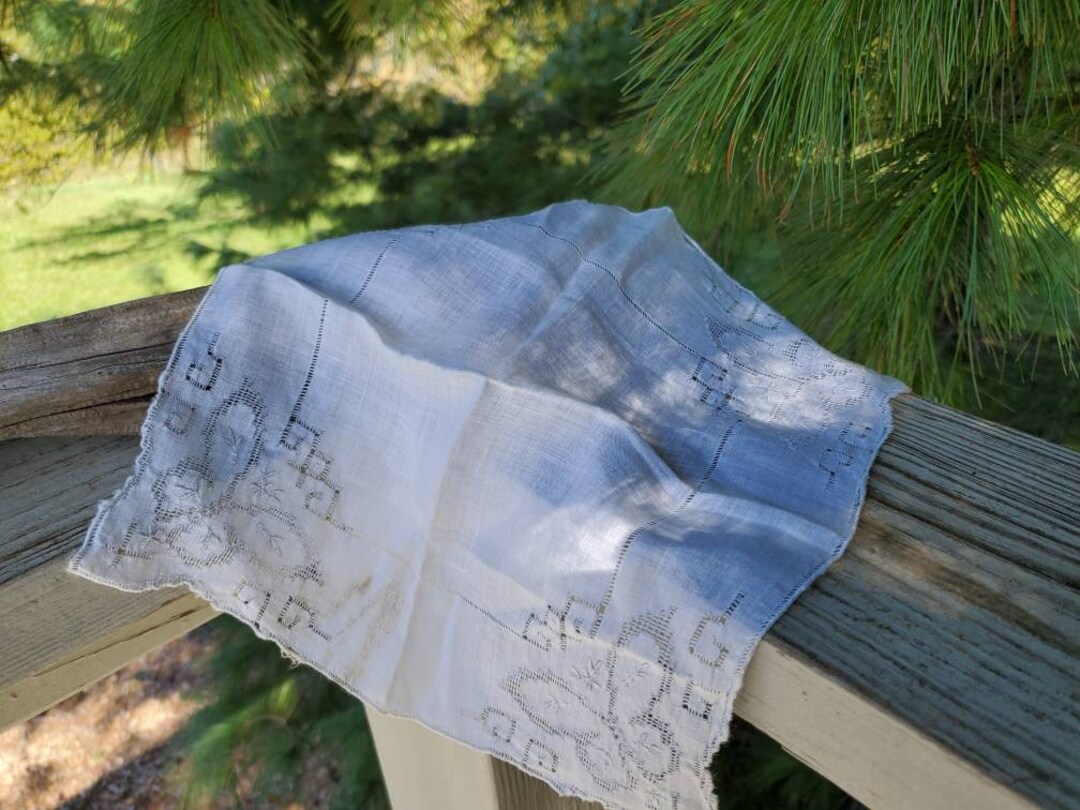 Open Work Handkerchief With Butterflies Lady's Vintage Handkerchief ...