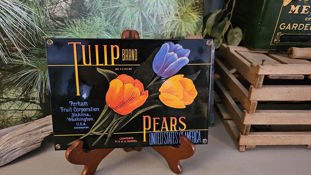 Tulip Brand Pears Wall Sign Ande Rooney Porcelain Enameled Advertising ...
