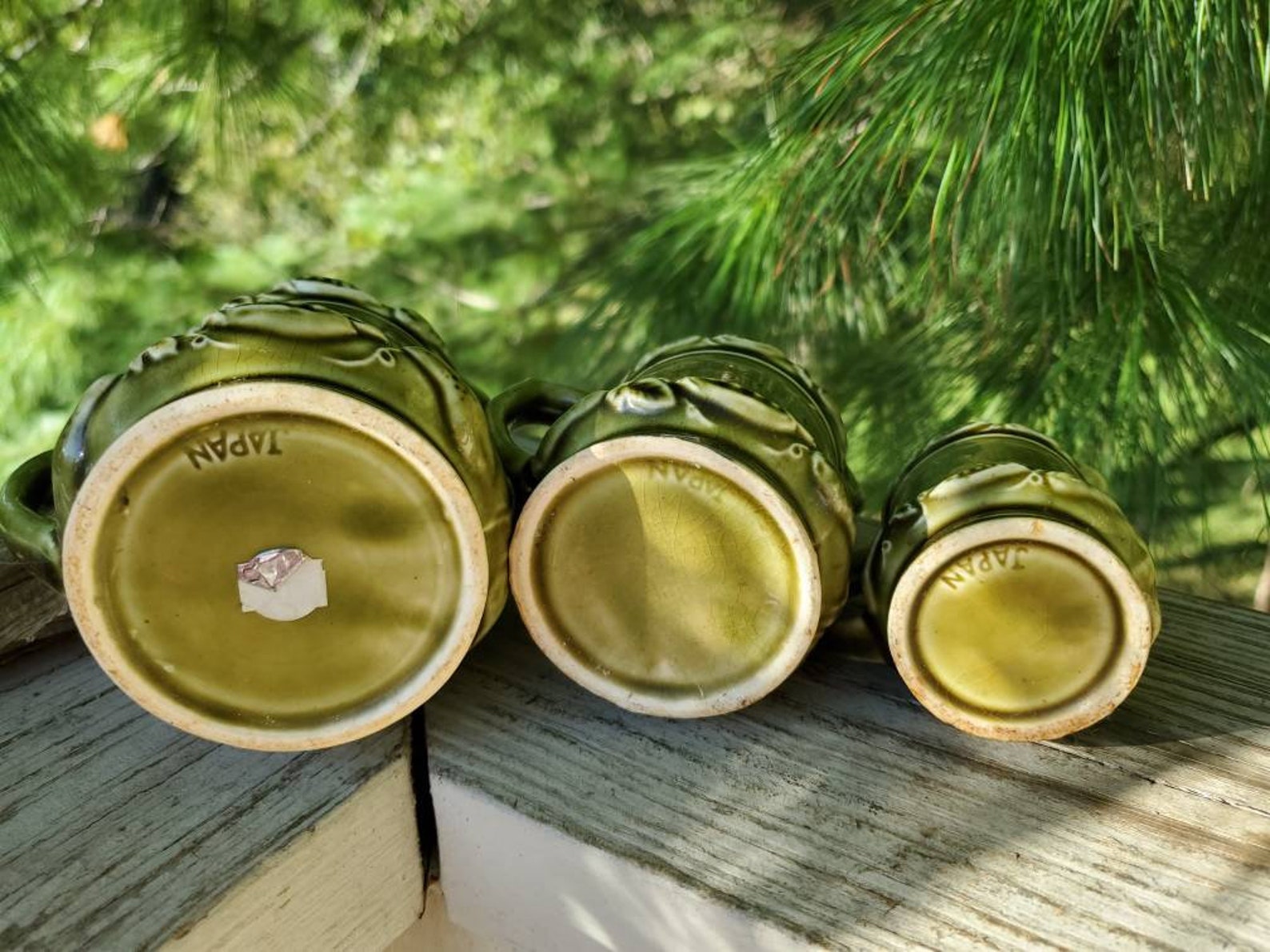 Green Ceramic Stacking Measuring Cups / Set of 3 Ceramic | Etsy