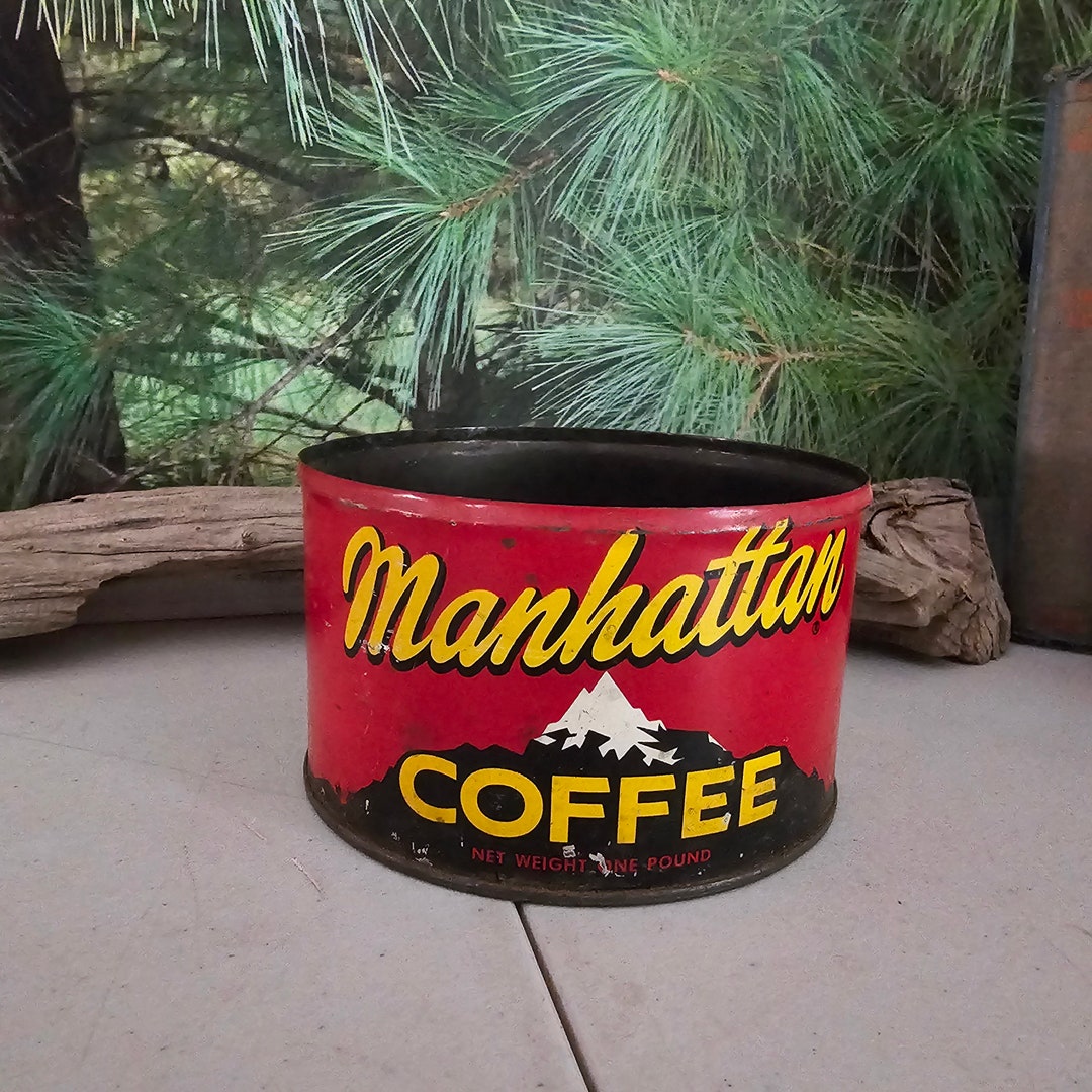 Key Wind Old Manhattan Coffee Can Red, Yellow, & Black No Lid and Cut ...