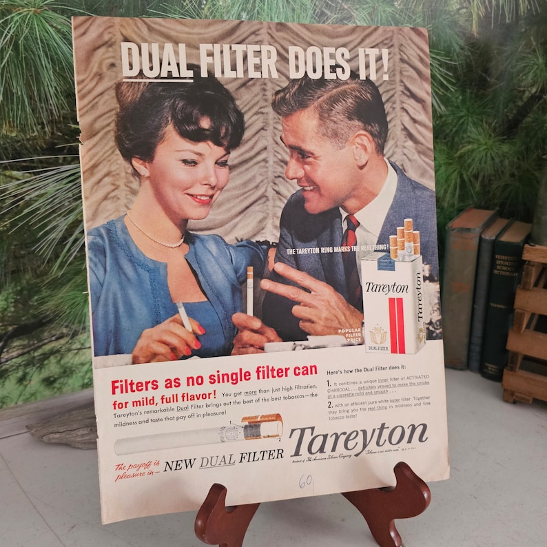 1950s Tareyton New Dual Filter Cigarettes Original Magazine Ad Vintage ...