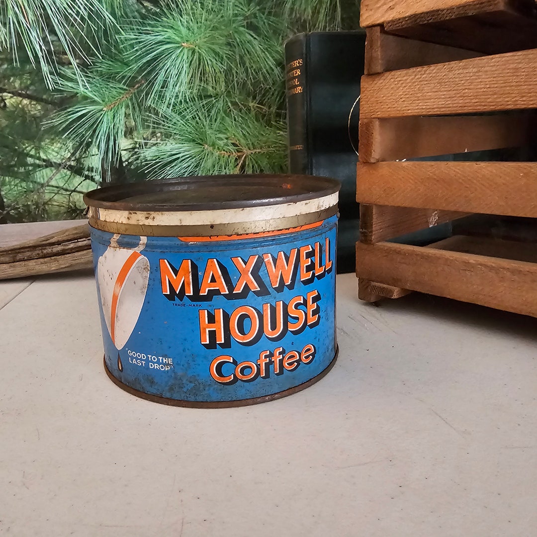 1940s Maxwell House Coffee Can 1 Lb With Lid Antique Coffee Advertising ...