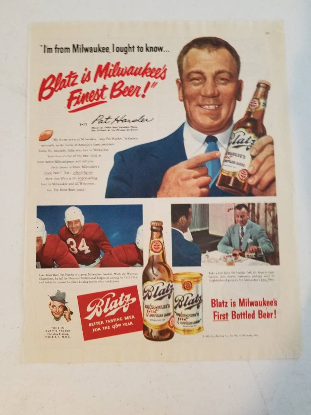 1949 BLATZ Beer Ad From Collier's Magazine Vintage Advertising - Etsy
