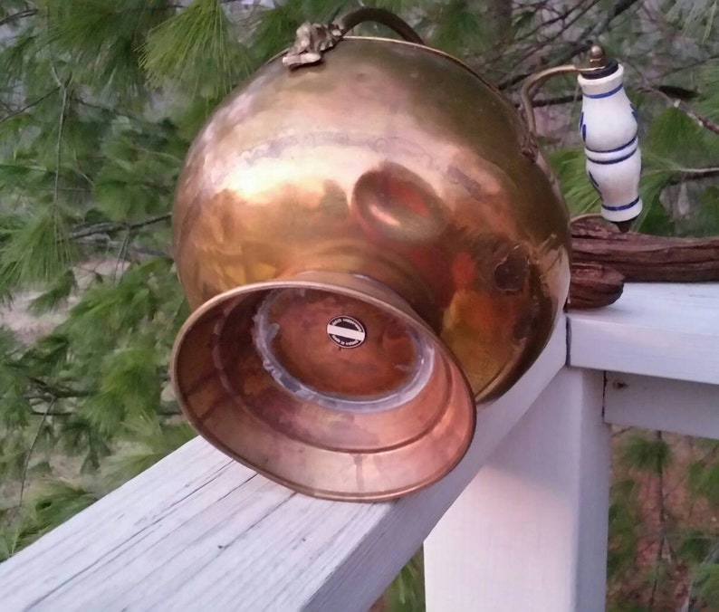 Small Brass Coal Scuttle With Lion Head Accents & Delft Handle | Etsy