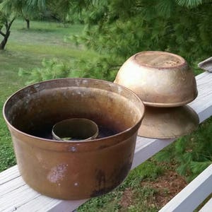 Antique Cast Iron & Brass Spittoon 2 Piece Spittoon Antique Home Man ...