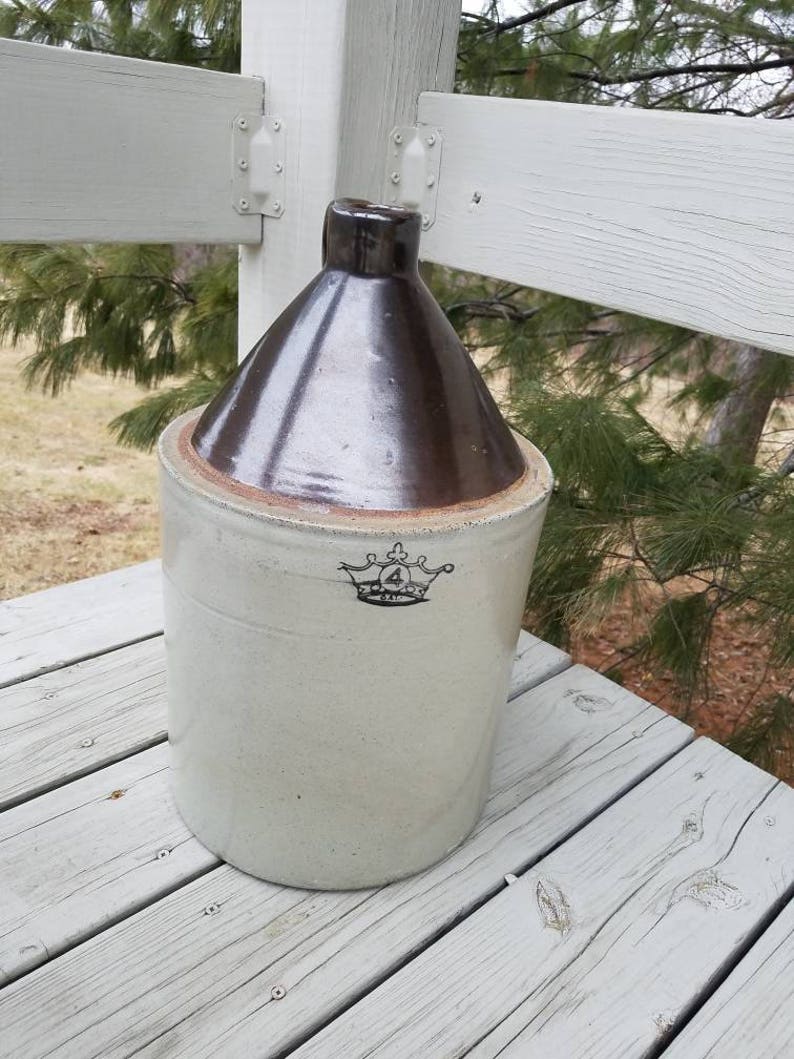 Antique Stoneware Crown 4 Gallon Jug Rustic Primitive Home - Etsy