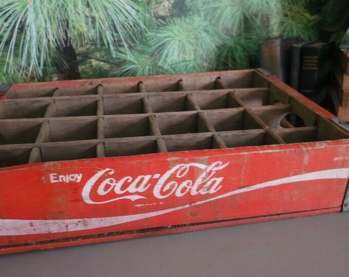 Red & White Wood Coca-cola Soda Crate With Metal Bands / Shadow Box ...