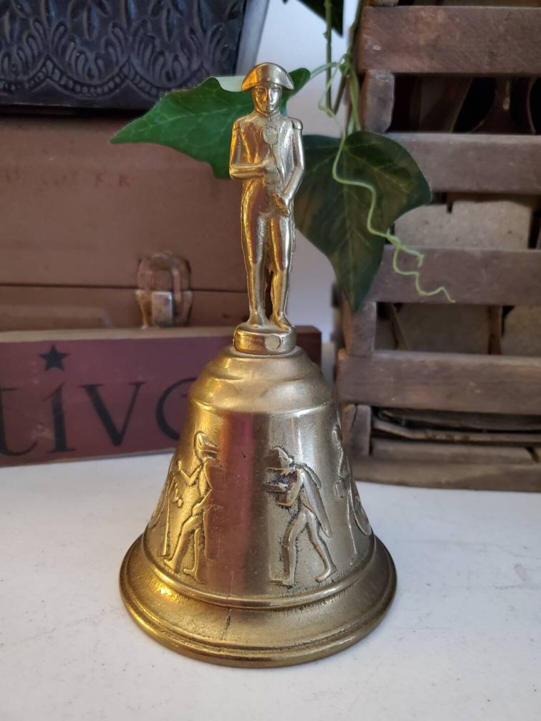 Brass Hand Bell With Napolean & Soldiers Bas Relief Design Battle Scene ...