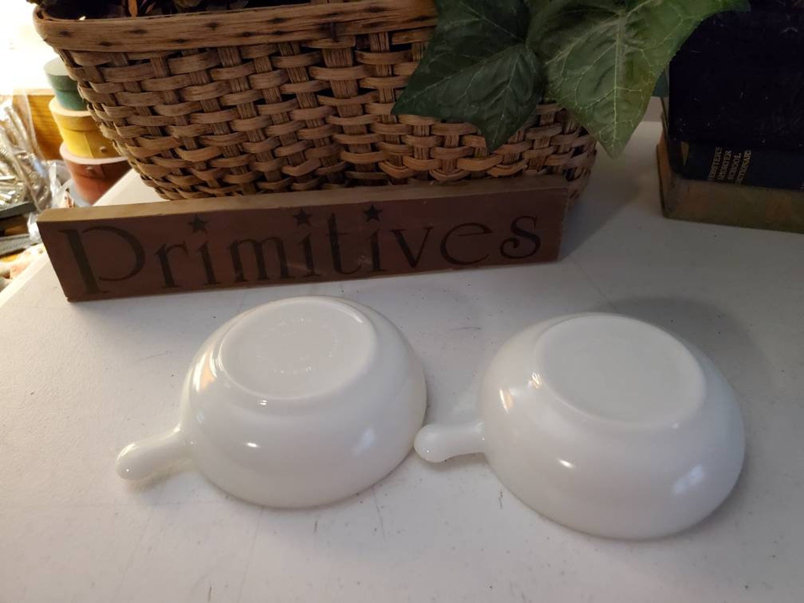 Set of 2 Milk Glass Soup or Gumbo Bowls With Handles / Vintage - Etsy
