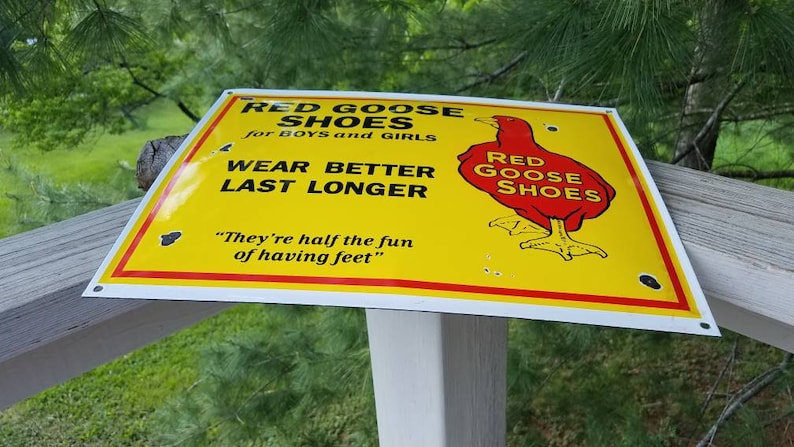 Porcelain Red Goose Shoes Sign Vintage Advertising Sign | Etsy