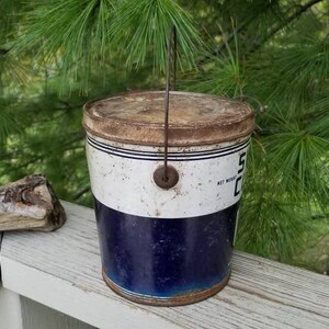Sweet Clover Brand Pure Lard Pail 4 Lb. Dark Blue & White Can Rustic ...