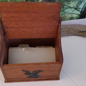 Americana Wood Recipe Box With Copper Eagle on the Front Countertop ...