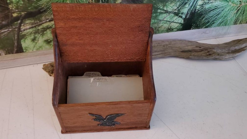 Americana Wood Recipe Box With Copper Eagle on the Front - Etsy