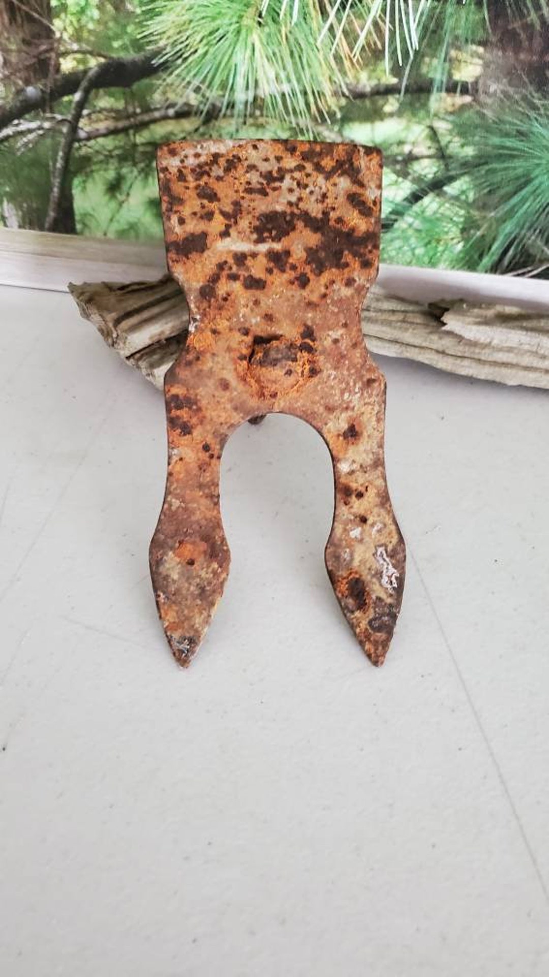 Double Sided Garden Hoe With 2 Prongs & Hoe Head Rusty Distressed ...