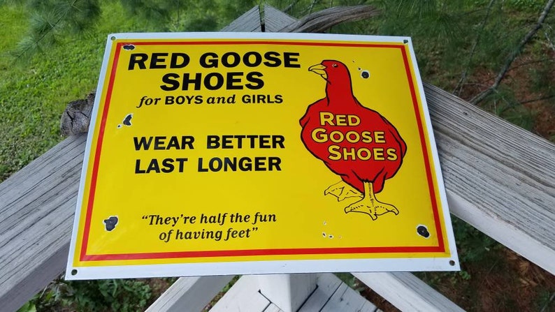 Porcelain Red Goose Shoes Sign Vintage Advertising Sign - Etsy