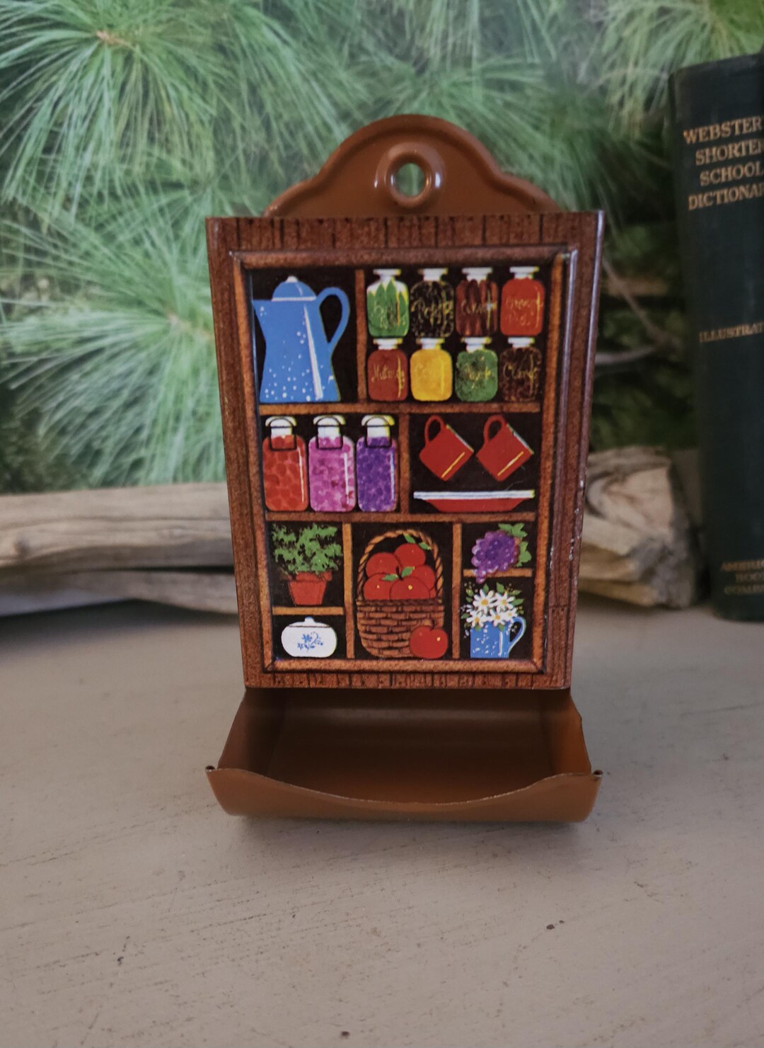 1970s Hallmark Cards Metal Matchbox Holder Brown With Kitchen Shelf ...