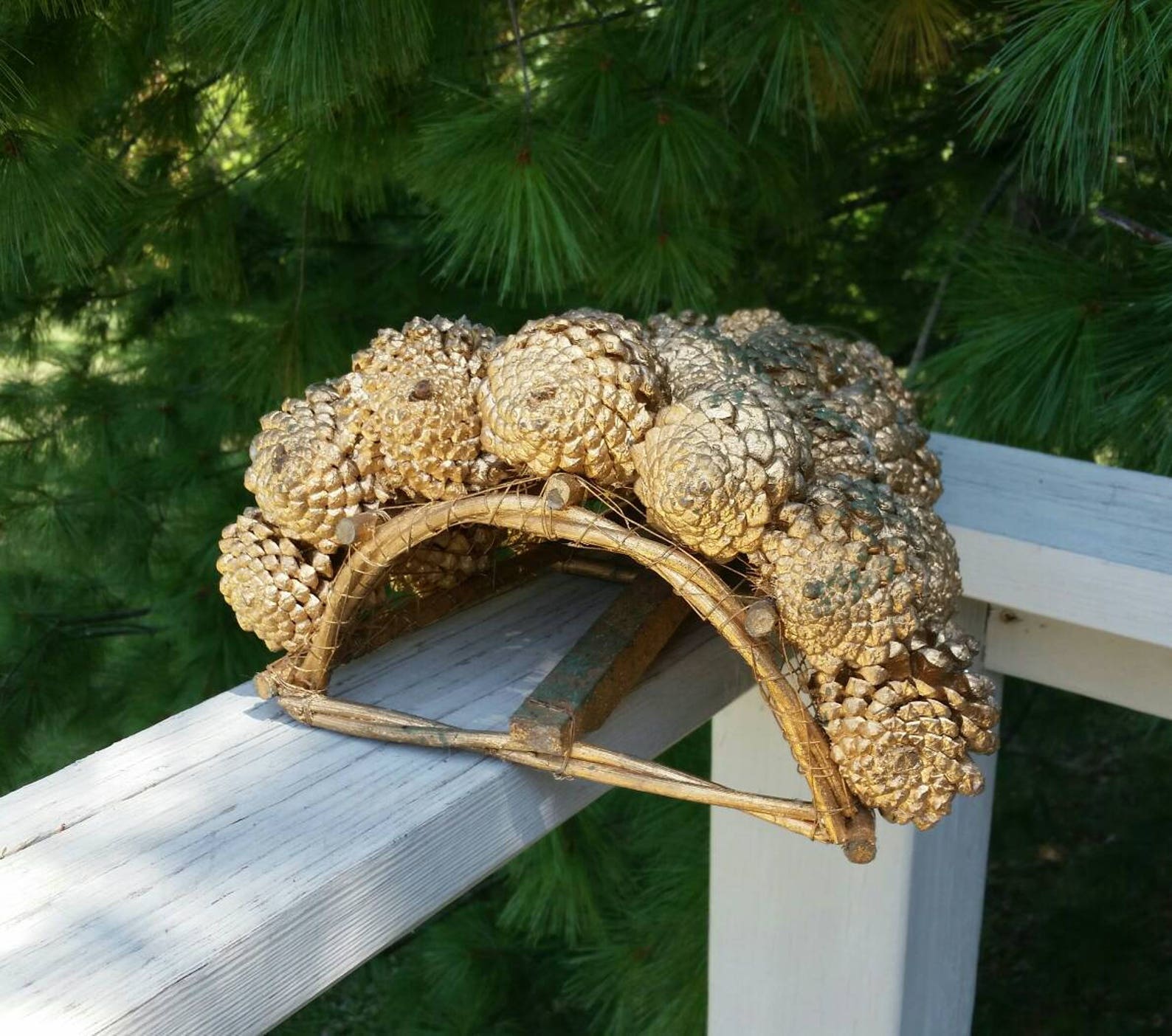 Gold Painted Pinecone Half Tree for Tabletop or Wall Decor - Etsy